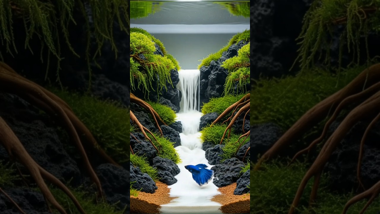 betta waterfall aquascape #aquascape #bettafish #waterfallaquascape # ...